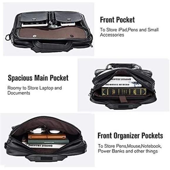 Bags | Mens Leather Messenger Bag 173 Inches Laptop Briefcase Business ...